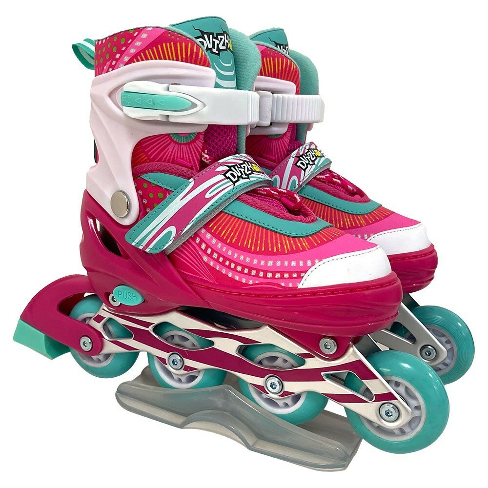 Детские ролики Dvizhok размер L 38-41, раздвижные, свет 1 колеса, розово-белый (141V-669-3)