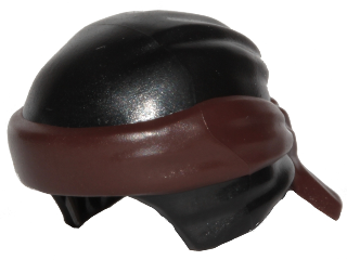 Minifigure, Headgear Ninjago Wrap Type 3 with Molded Dark Brown Bandana and Knot Pattern, 24496pb15 Black U