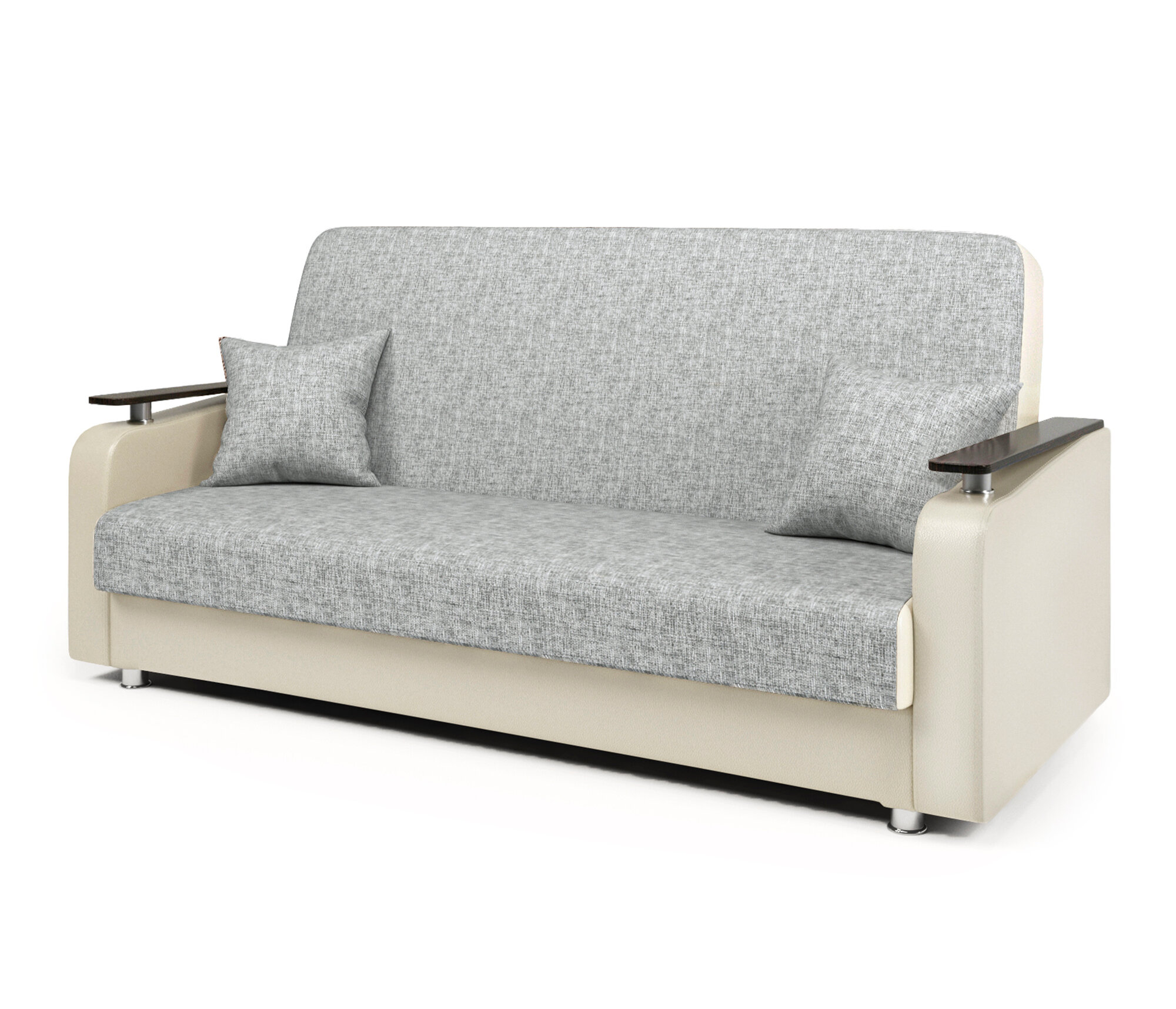 Диван-кровать Шарм-Дизайн Мелодия ДП №1 140х190 см, диван раскладной, книжка, шенилл серый и экокожа бежевый