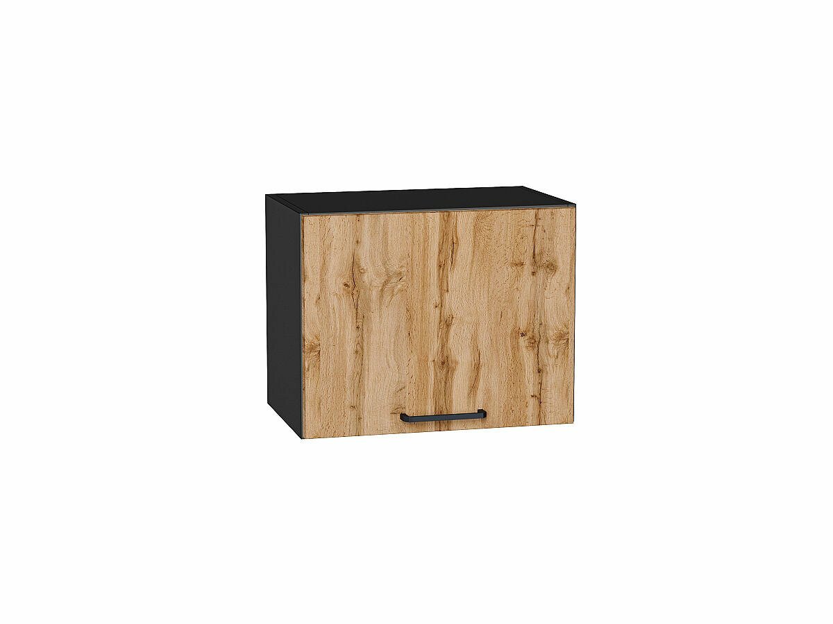Шкаф верхний горизонтальный Флэт, цвет фасада Wotan Oak 2S, цвет каркаса Graphite, 358*450*318 мм