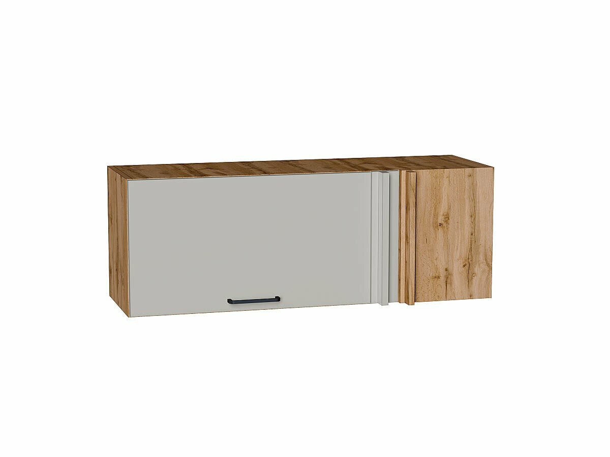 Шкаф верхний прямой угловой горизонтальный Флэт, цвет фасада Light Grey In 2S, цвет каркаса Дуб Вотан, 358*1000*350 мм