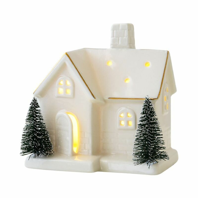 Домик с подсветкой декоративный, фарфоровый из коллекции New Year статуэтка новогодняя