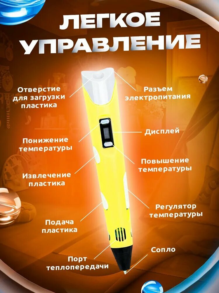 3d ручка Bebe toys, 3д ручка с набором пластика и трафаретами