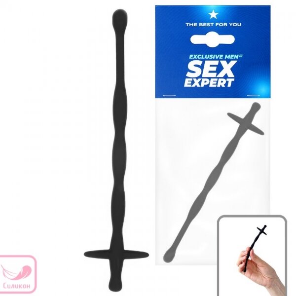 Bior toys Уретральный стимулятор "Sex Expert" в виде сабли, из гипоаллергенного силикона - 12,5 см, ⌀ 0.8 см.