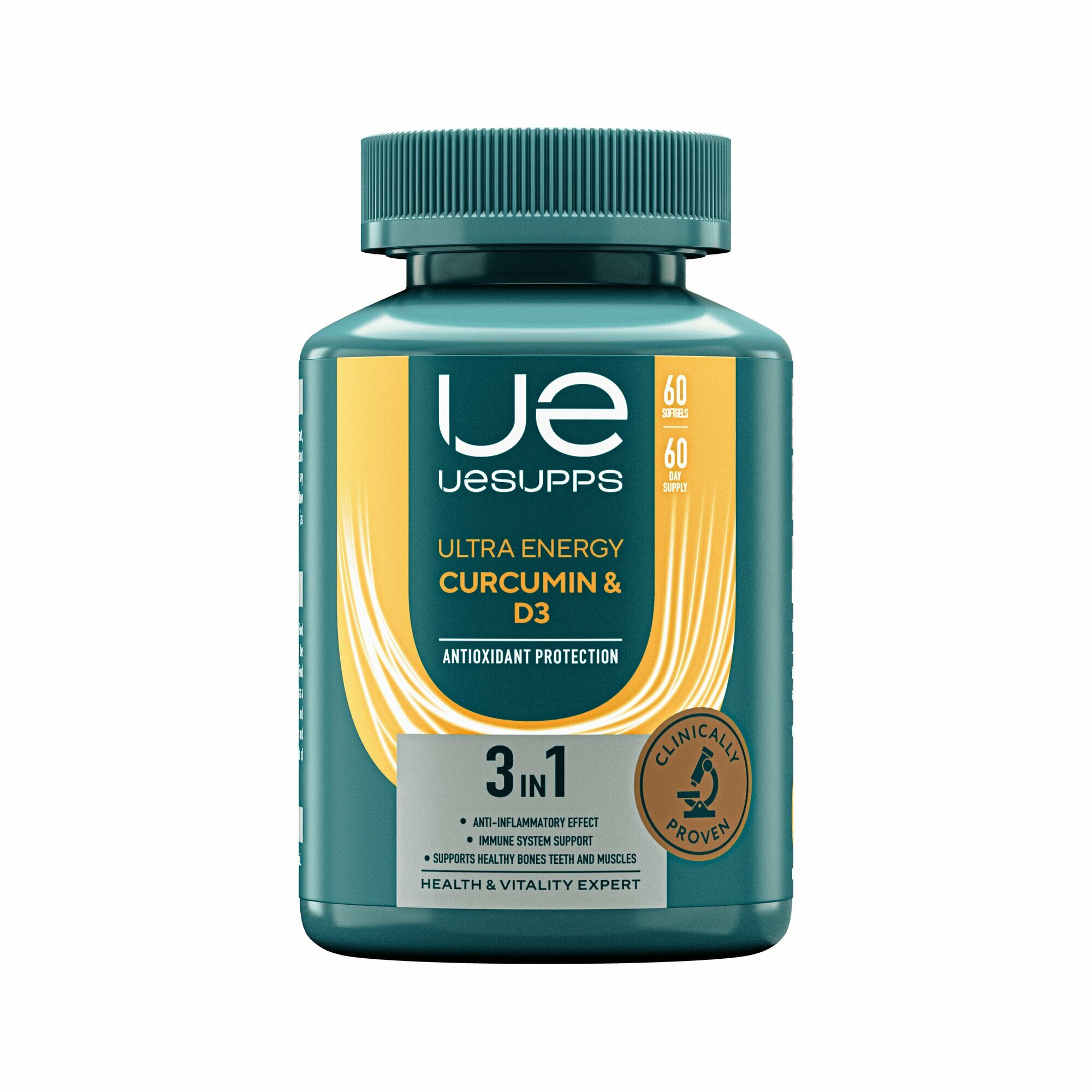 Комплекс UESUPPS Ultra Energy, куркумин и витамин D3, капсулы, 60 шт.