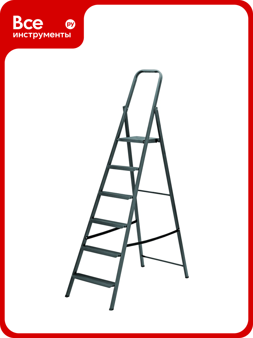 Стремянка из прочной стали с шестью широкими ступенями, высотой до 2.7 метра, для комфортного и безопасного использования до 150 кг