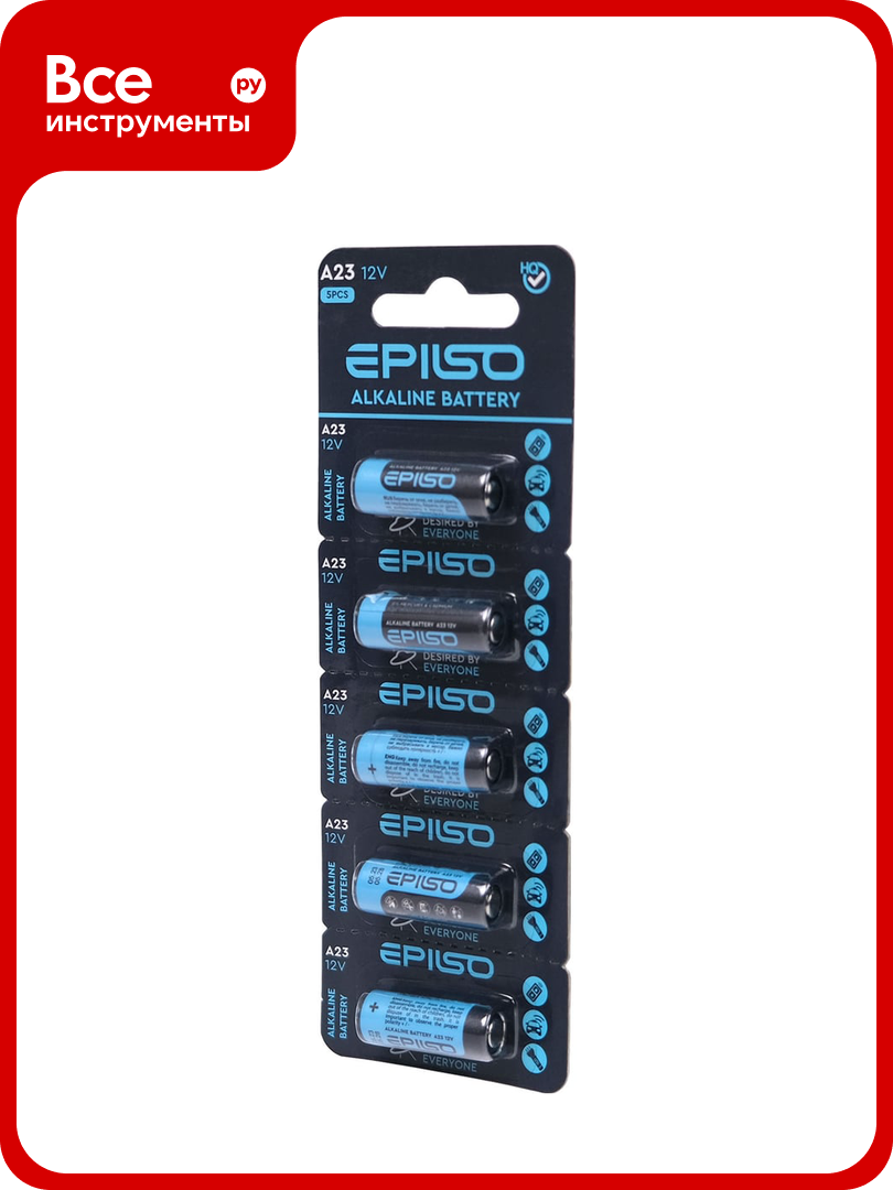Элементы питания Epilso щелочной a23 (а23, ansi-1181a, k23a, mn21, gp23a) алкалиновый тип для бытовой электроники