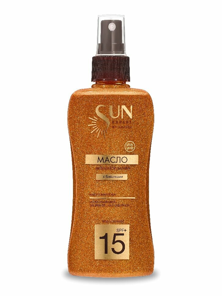 KRASSA SUN EXPERT масло-активатор загара SPF15+ С блестками 180МЛ
