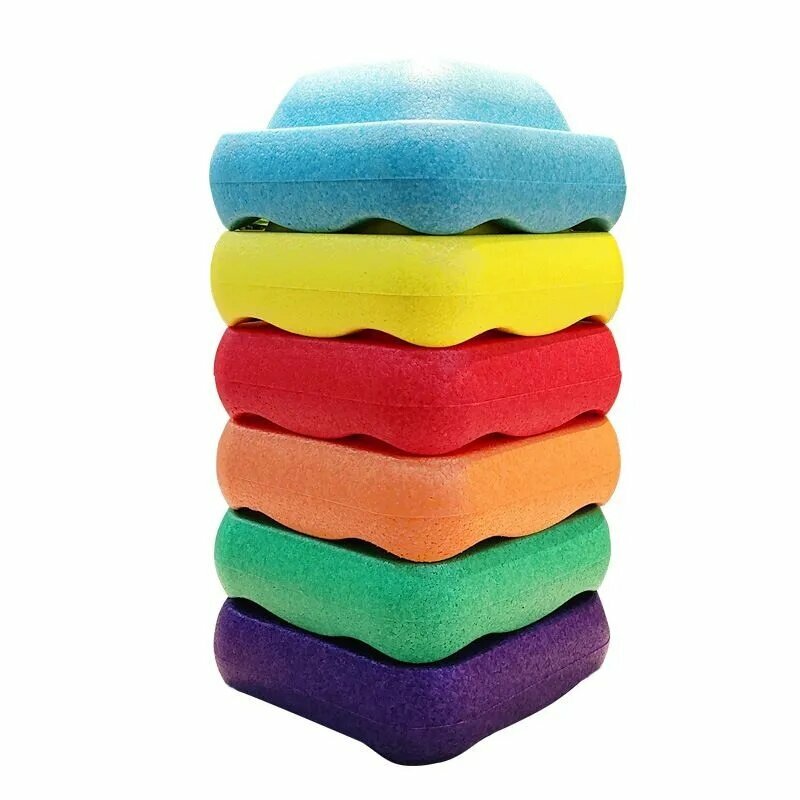 Se7enline Балансир - Набор из 6 предметов, детские игрушки, радужные камни для пересечения, тренировка сенсорной интеграции