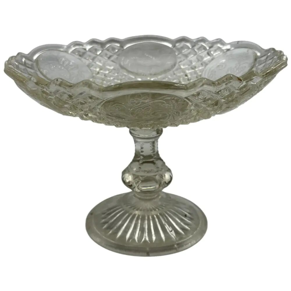 Конфетница на ножке "Медальон", 13 см, 1900-1917 гг, Зомбковице, Российская Империя
