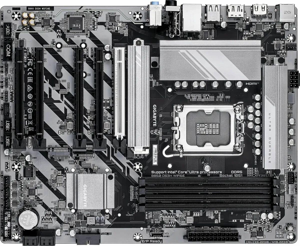Материнская плата Gigabyte B860 DS3H WIFI6E, Socket LGA 1851, Intel B860, ATX, Ret