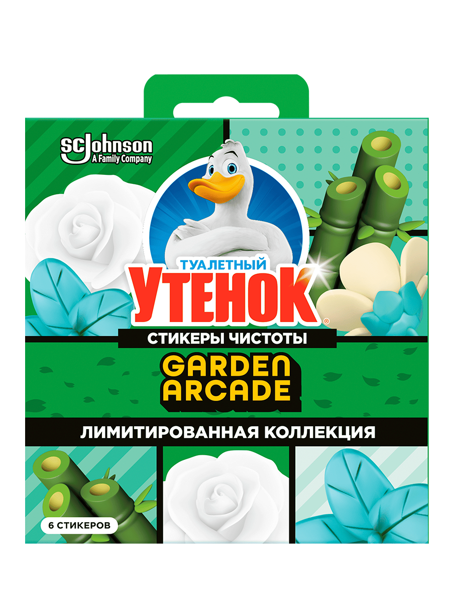 Средство для очистки унитаза Туалетный Утенок Стикер Чистоты "Цветочный", 6 шт