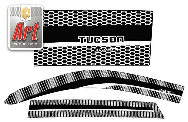 Ветровики дверей Серия "Art" белая Hyundai Tucson Год выпуска 2005-2009