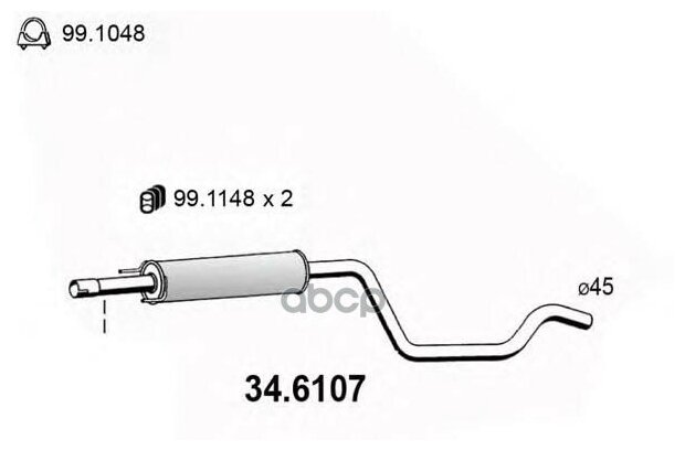 Глушитель средняя часть ASSO арт. 34.6107