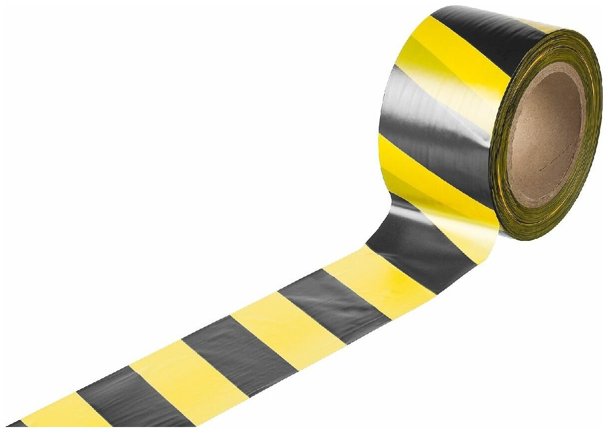 Сигнальная лента ЗУБР желто-черная 75 мм 200 м