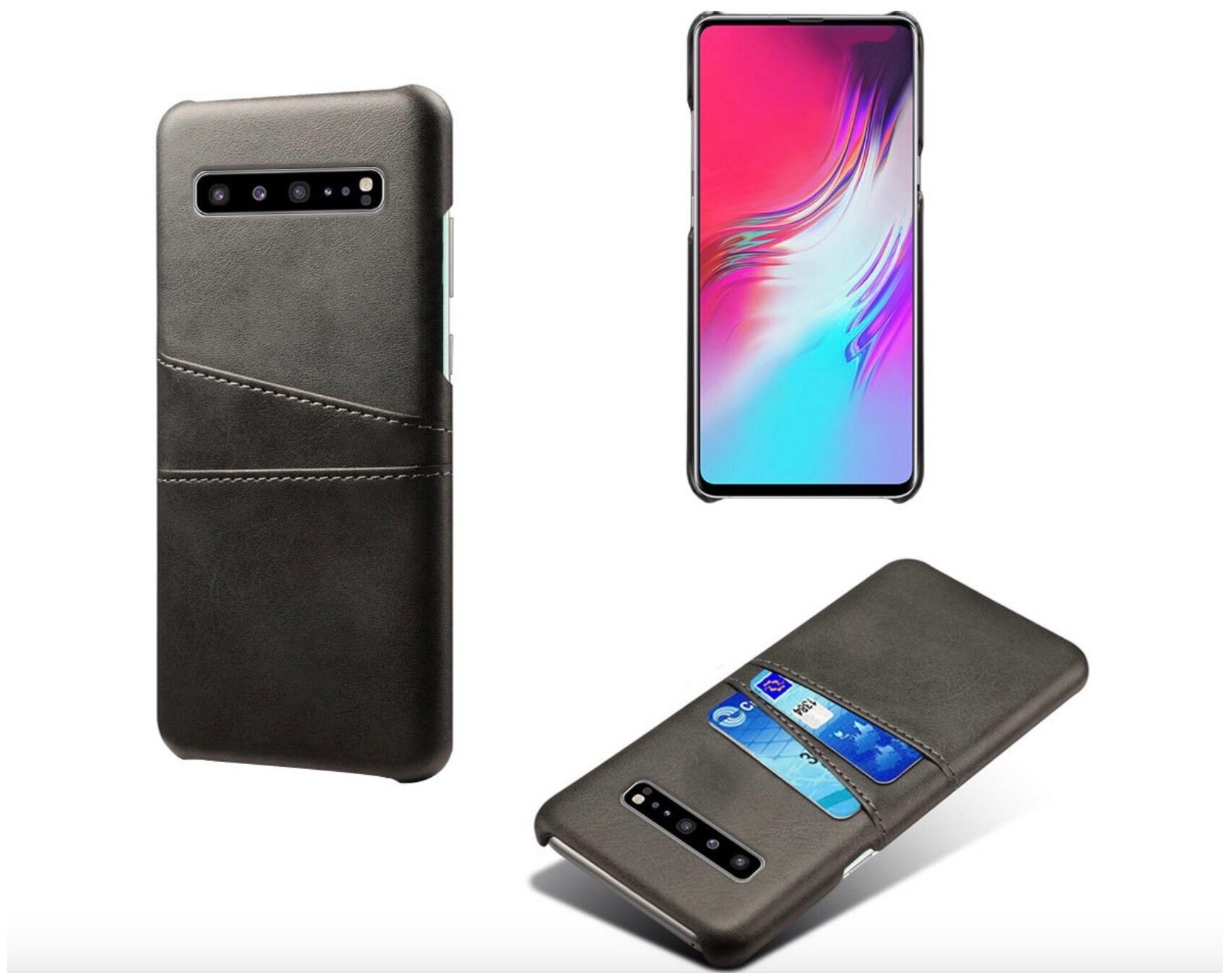 Чехол панель-накладка Чехол. ру для Sony Xperia 10 Plus из качественной импортной кожи с визитницей с отделением для банковских карт мужской женский.