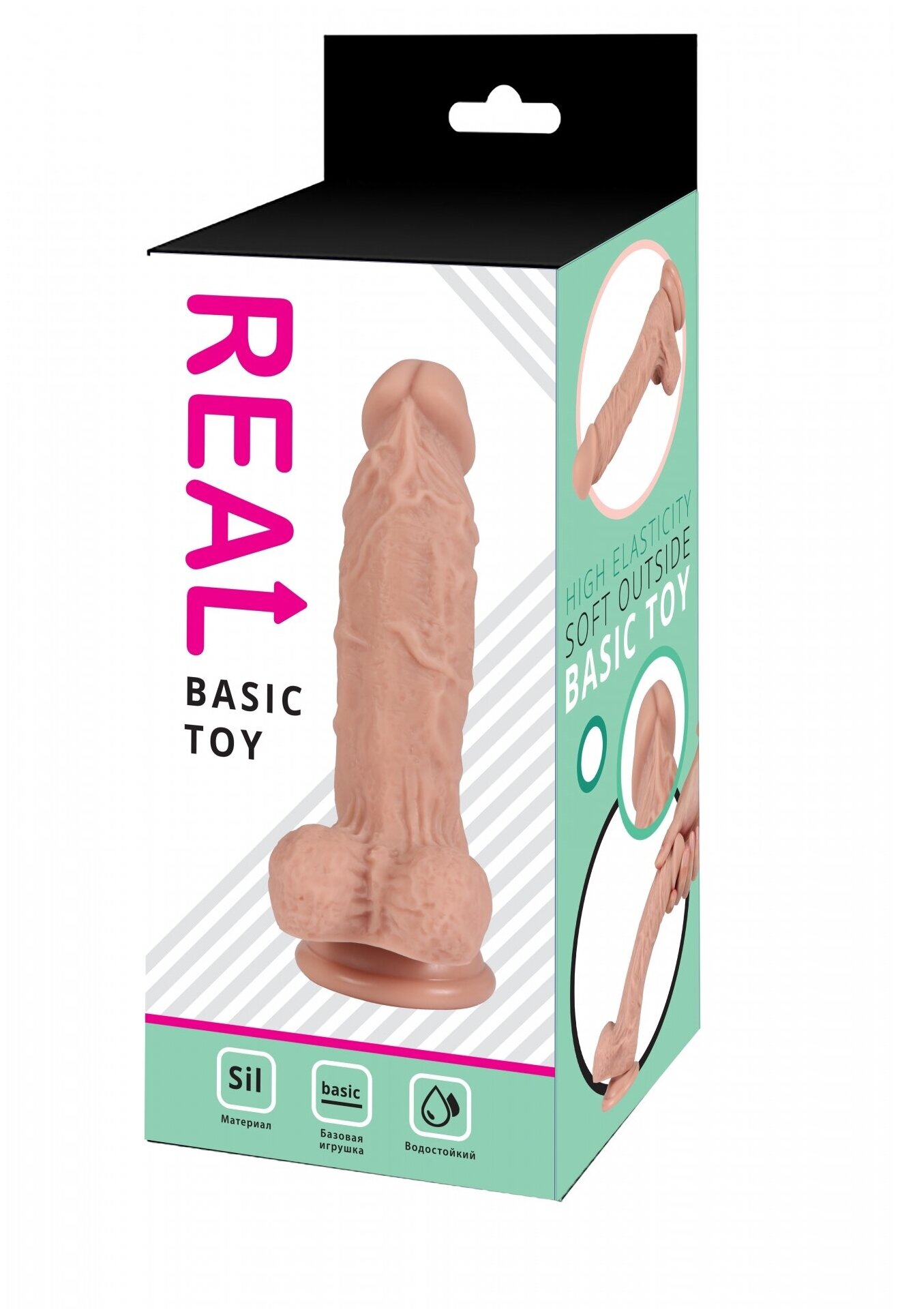 Реалистичный фаллоимитатор REAL с мошонкой на присоске, silicone, 14х4 см.