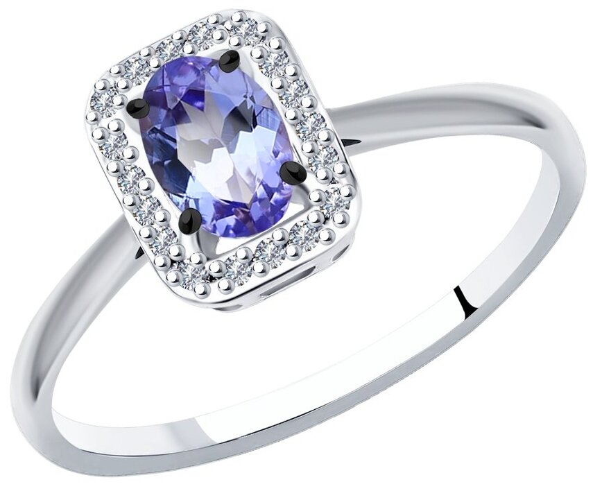 Кольцо, белое золото, 585 проба, танзанит