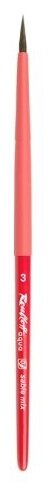 Roubloff Кисть "Aqua Red round", соболь-микс круглая, обойма soft-touch, ручка короткая красная №3