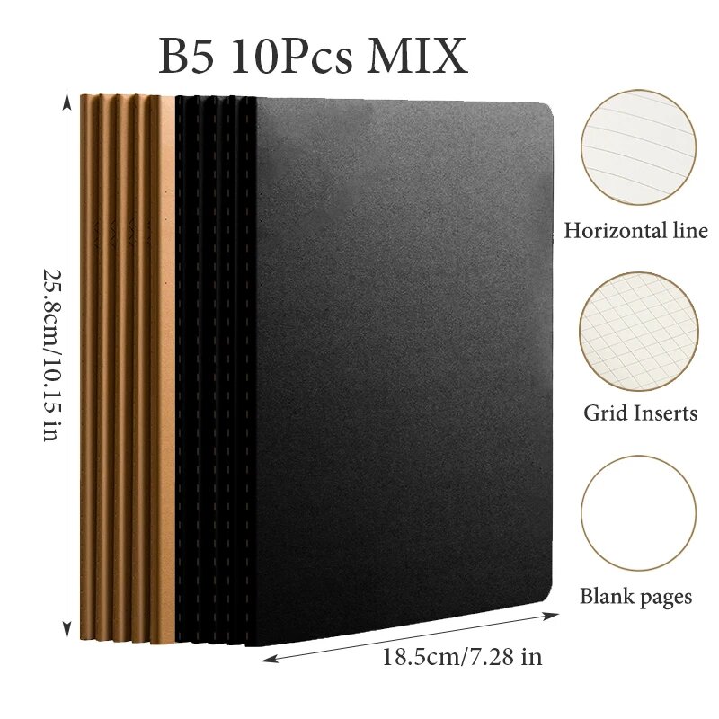 Набор тетрадей B5 Kraft QP-65-10 Grid Inserts, 10pcs MIX