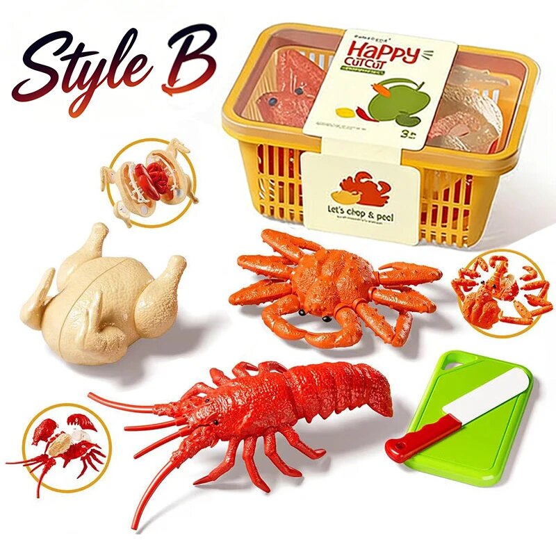 Ролевые игрушки для кухни Brozebra, набор морепродуктов из пластика B Boxed