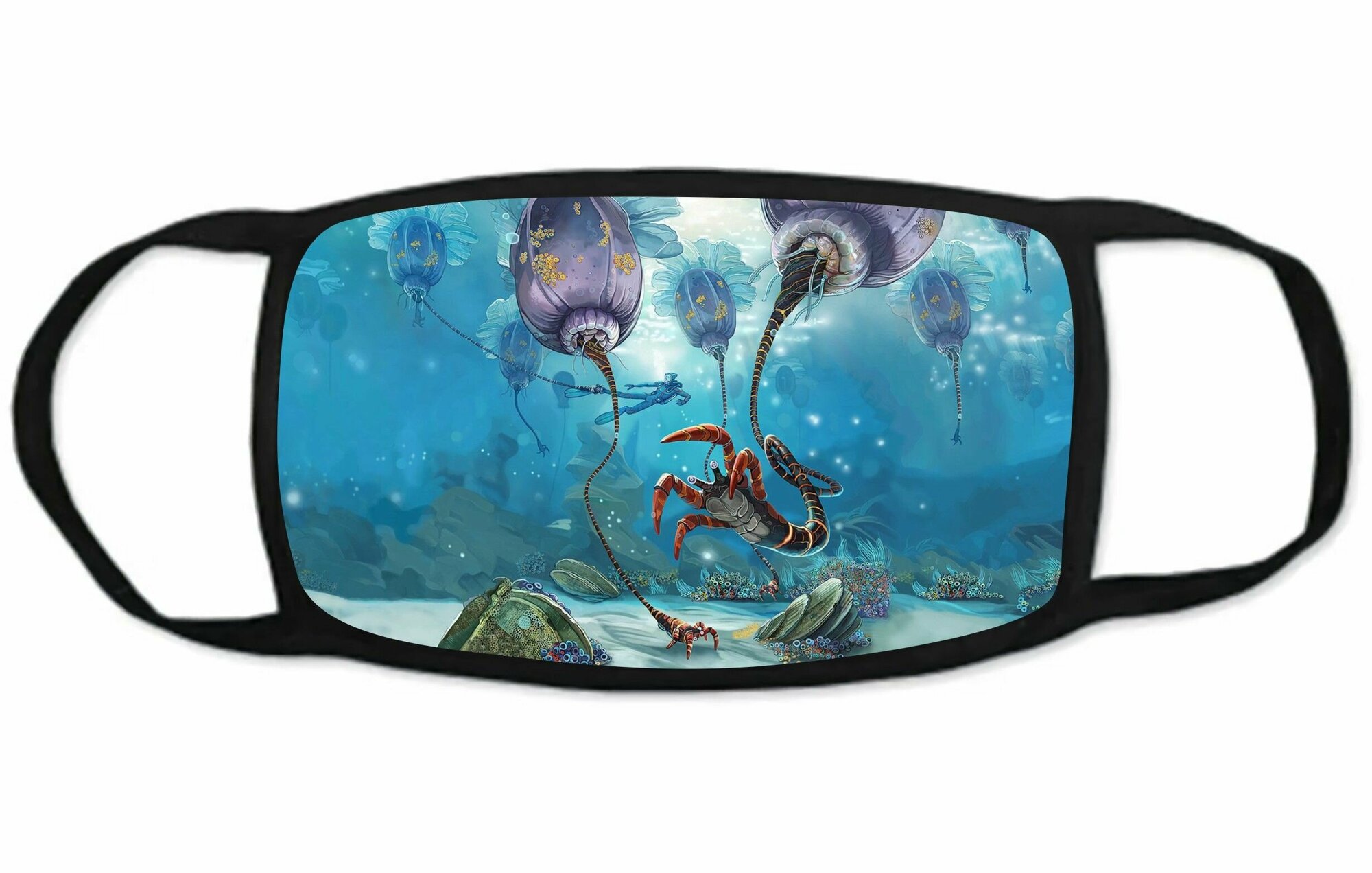 Стильная многоразовая маска Mewni-Shop размер 18*10 Subnautica, Сабнатика - 0003
