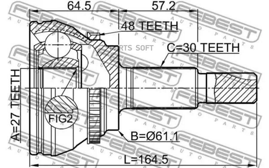 FEBEST 0110-GSU45A48 ШРУС наружный 27X61.2X30 TOYOTA CAMRY ACV30 31 MCV30 2002.03-2006.11 [GR] ()