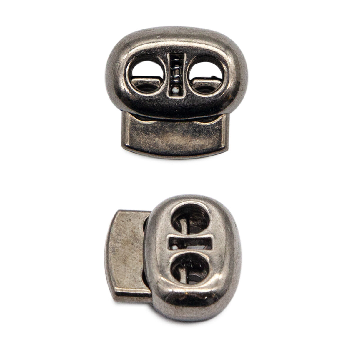 0305-3032 Стопор плоский 2 отверстия, диаметр 4мм, 17*16мм, пластик под металл (черный никель), 200 шт