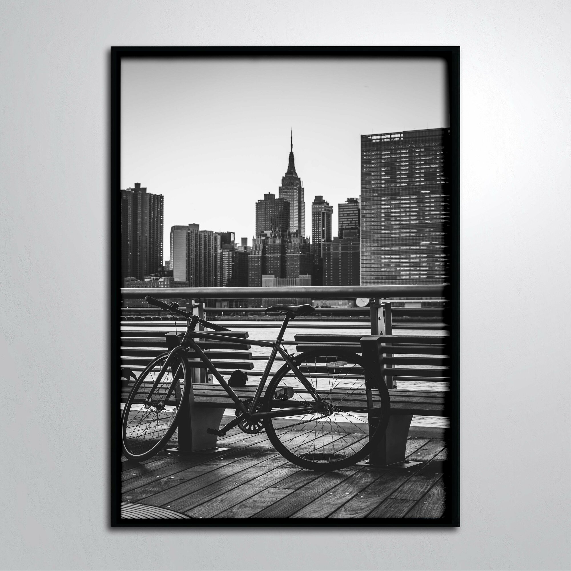 Постер без рамы/Постер для интерьера/Нью Йорк ЧБ Фотография New York Велосипед (А2/420х594)