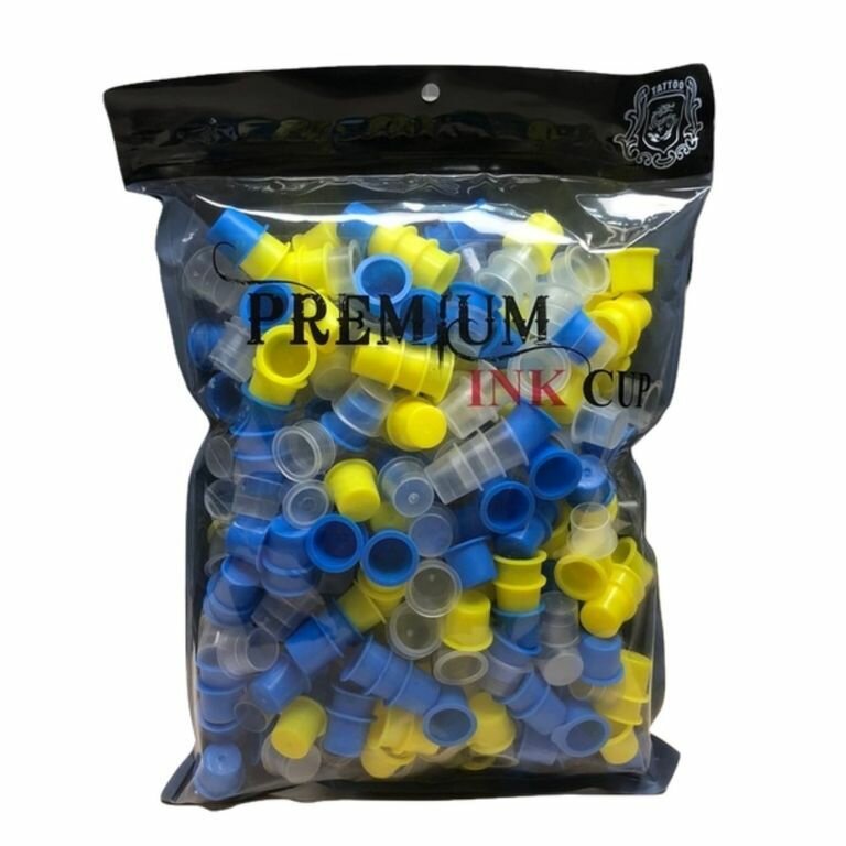 Тату колпачки под краску, eмкости для пигментов, капсы для татуажа Premium ink cup MIX 15мм, 400 шт