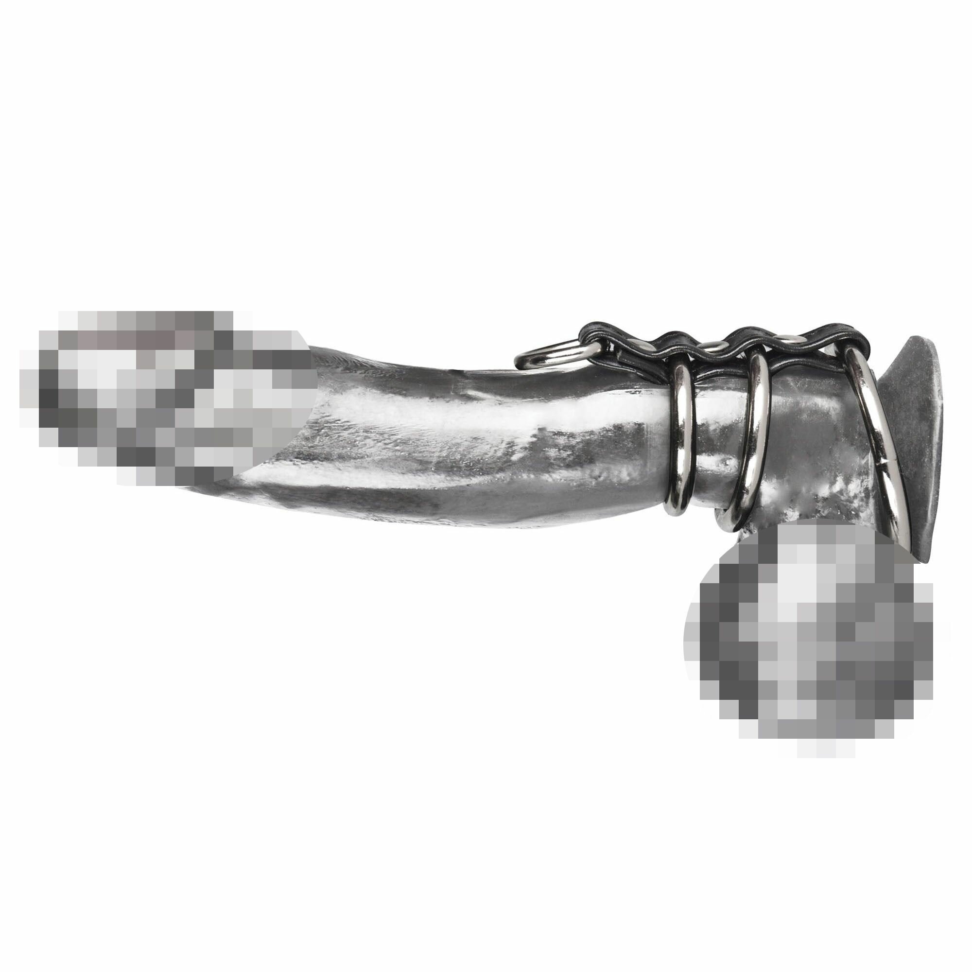 Хомут на пенис из трех металлических колец и кольца для привязи 3 RING GATES OF HELL