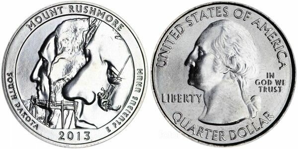 США 25 центов 2013 Квотеры Парки США 20 - Скала Рашмор
