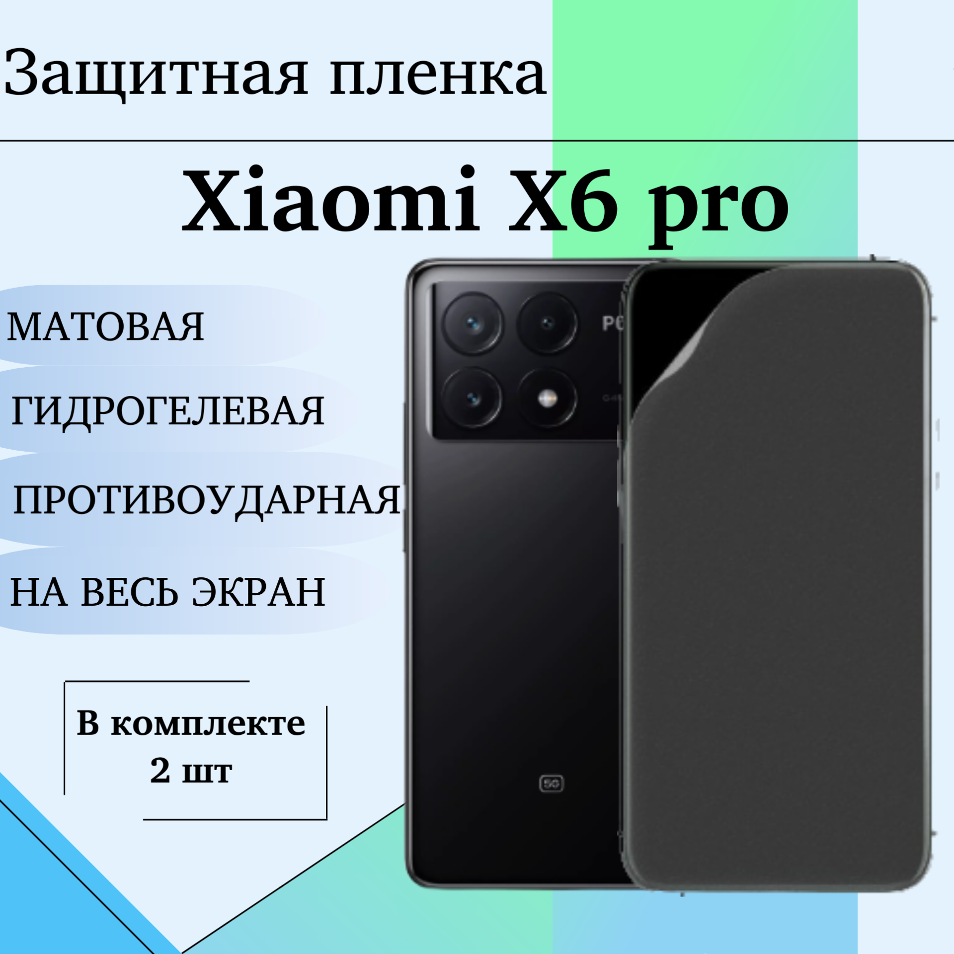 Гидрогелевая пленка для Poco X6 Pro защитная матовая на весь экран 2 шт