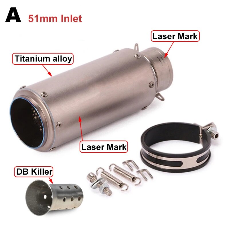 51 мм 60 мм мотоциклетный глушитель из углеродного волокна, титановый Escape Moto DB Killer, зажим, шарф для Yamaha R6 S1000RR Z900 NMAX R3 A 51mm SC Laser