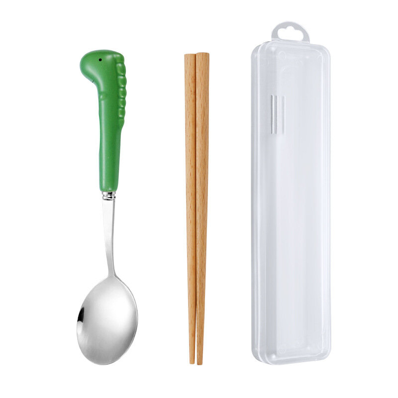 Мультяшная посуда из нержавеющей стали, ложка, вилка, креативная керамическая ручка, милая детская ложка, вилка,