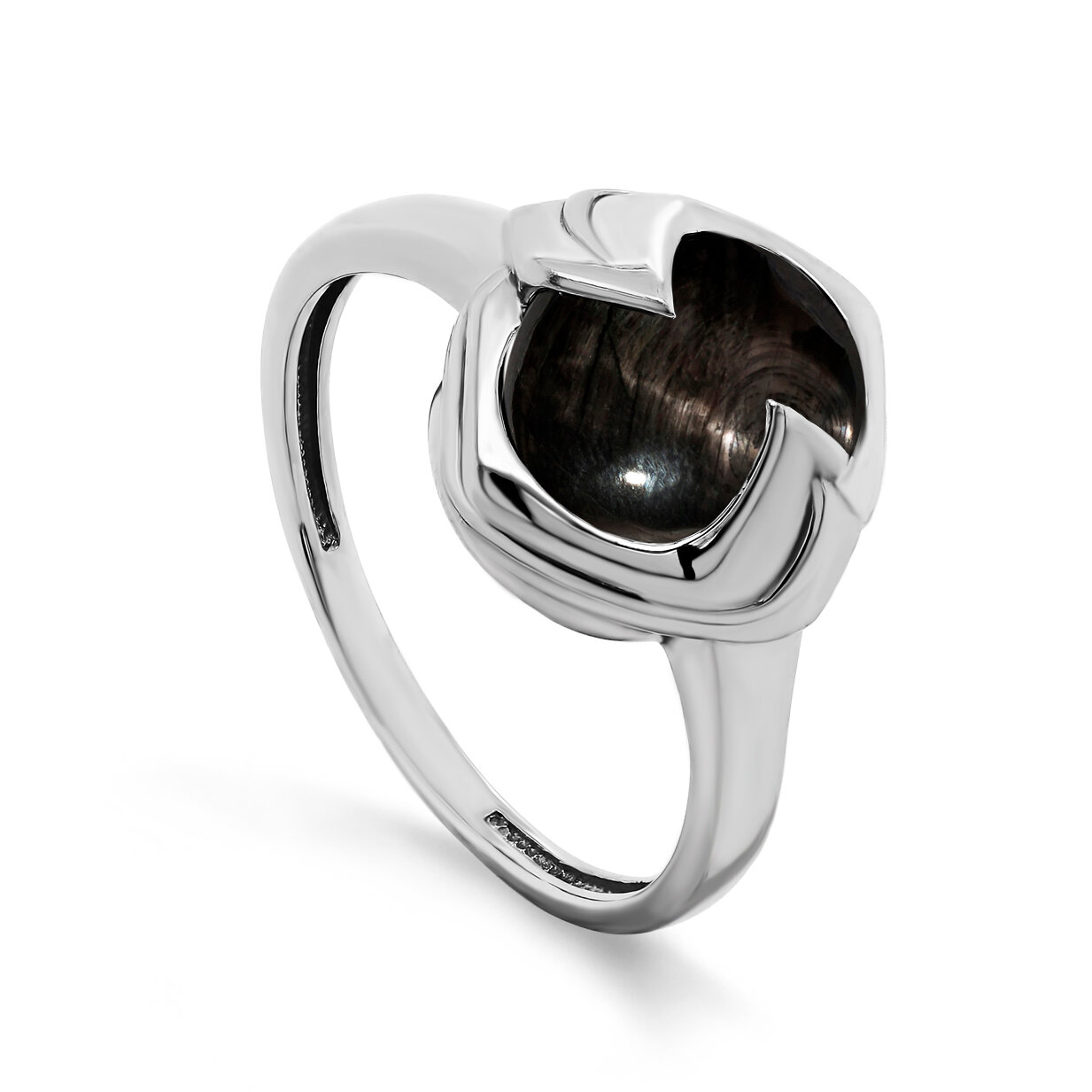 Кольцо тонкое, серебро, 925 проба, гиперстен