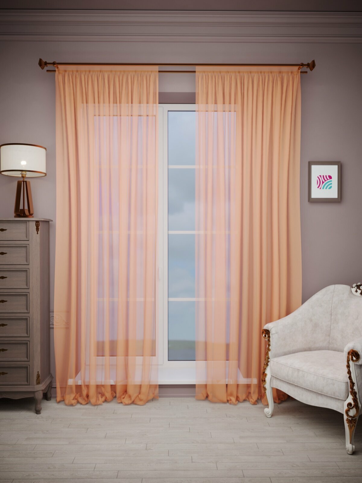 ВсеТканиТут Тюль"Вуаль дуэт" 150x260 коралловый 2шт