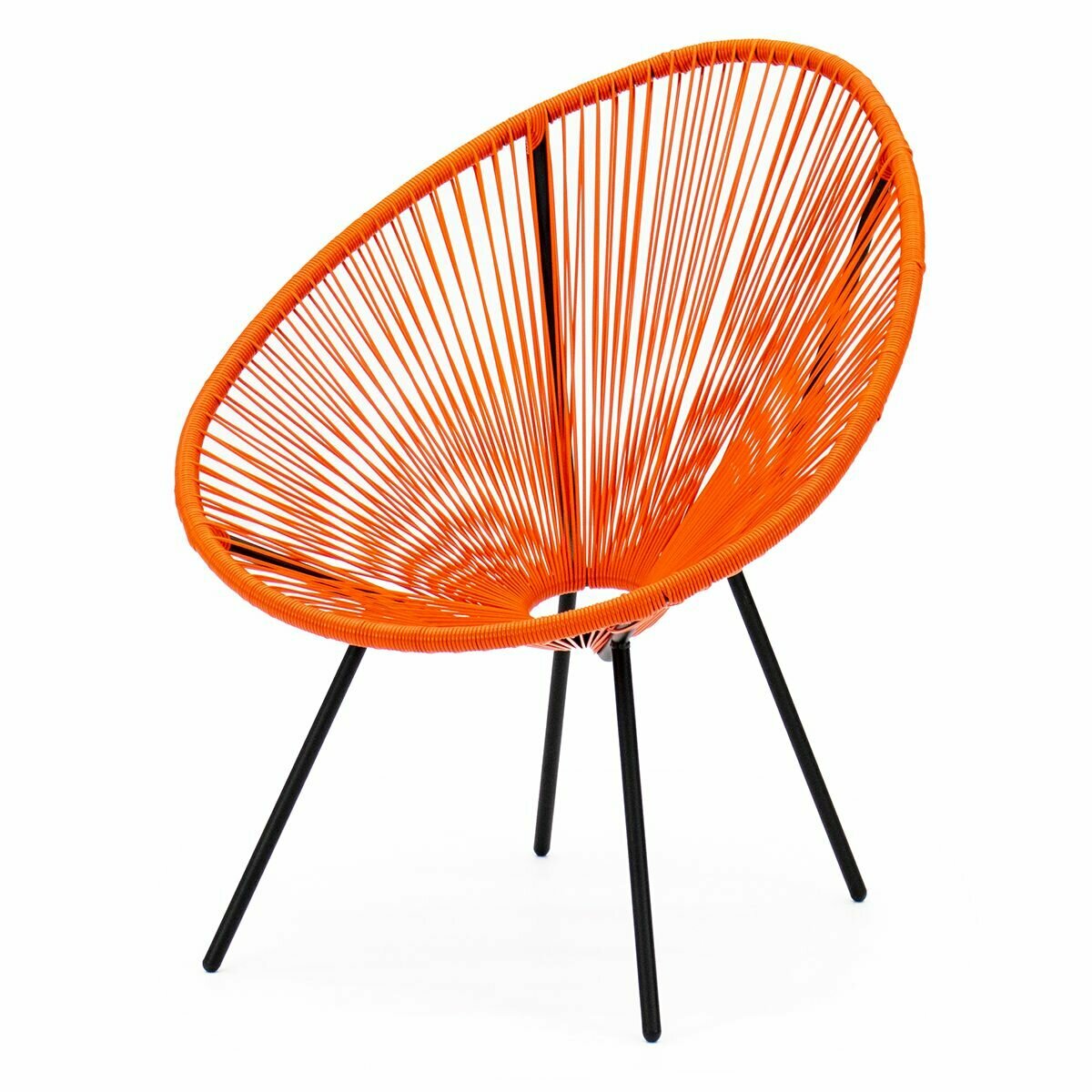 Кресло KORNERA "Акапулько", каркас черный, искусственный ротанг оранжевый