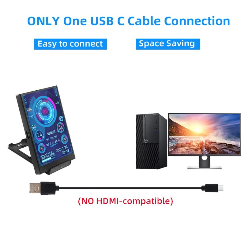 3.5" ЖК-монитор USB-C, Цвет: A2, с док-станцией и держателем — фото 1