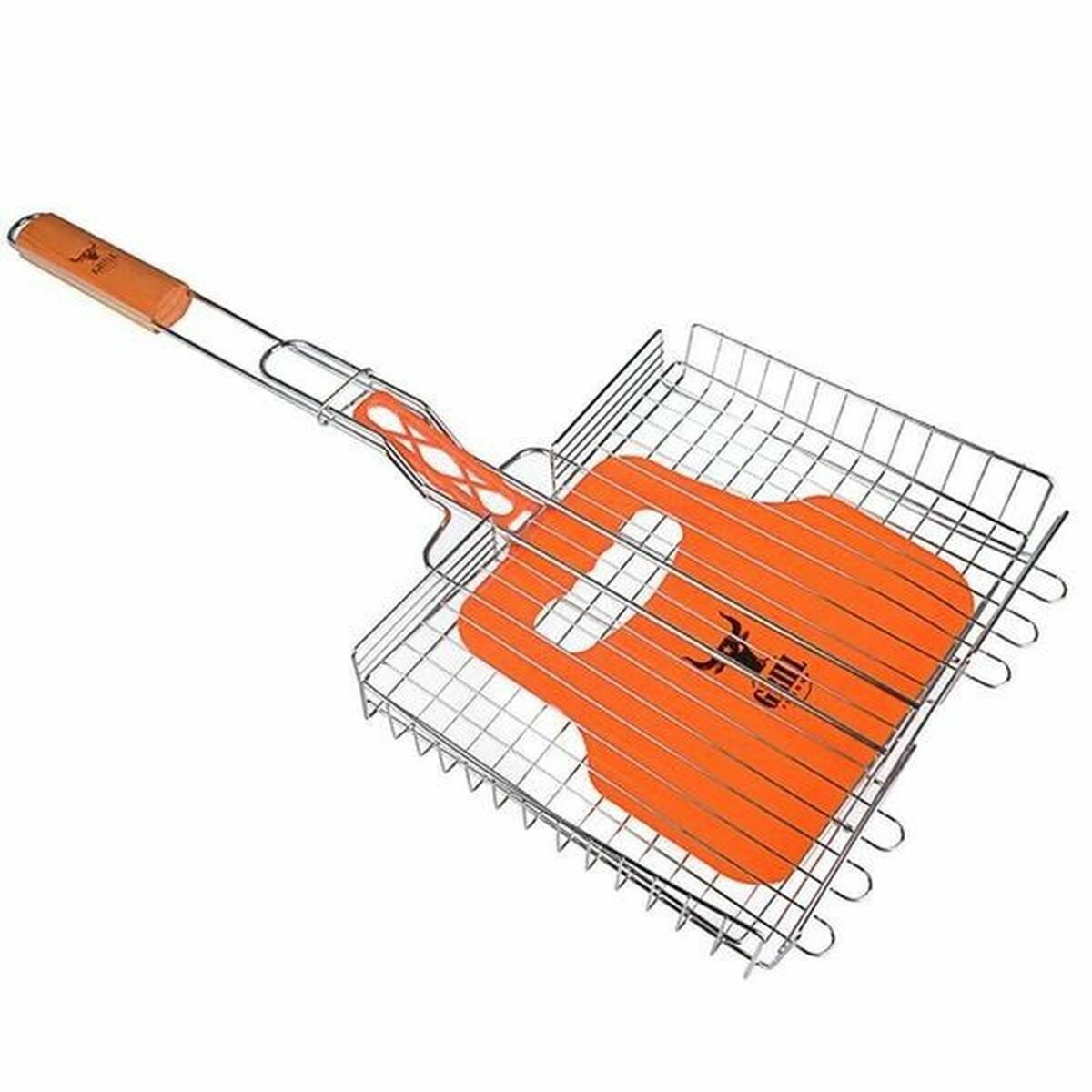 Решетка-гриль 30*24*4см + опахало (пласт) 21,5*32см (хром, карбон. сталь) GRILLBOOM