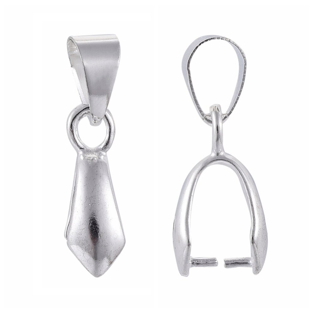 Держатель, 22х5мм, зажимной, с подвижной петелькой, базовый материал - латунь, серебристого цвета, 1 шт.