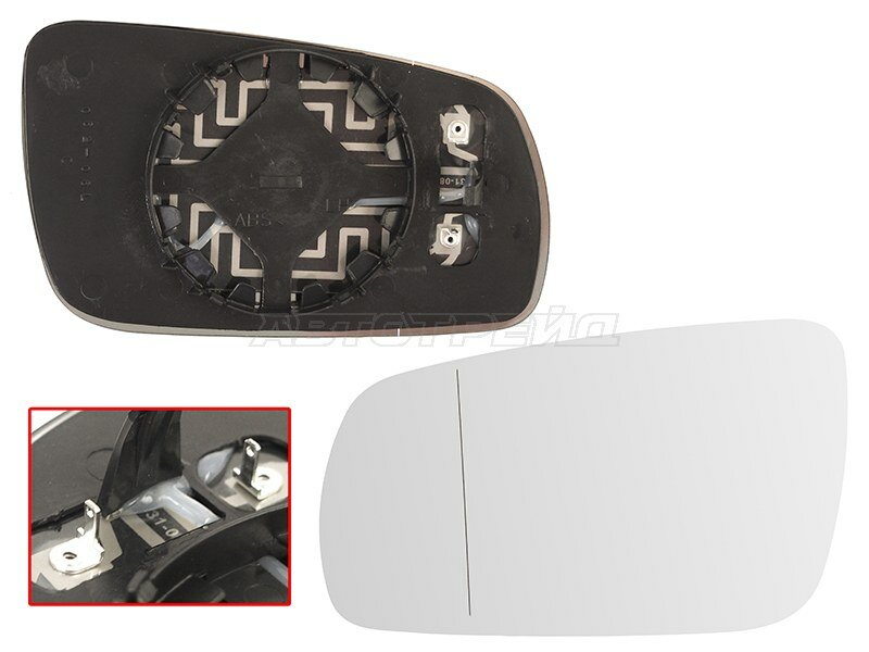 Полотно зеркала VW PASSAT B5 97-03/BORA 98-05/GOLF 97-05 LH асферическое с обогревом