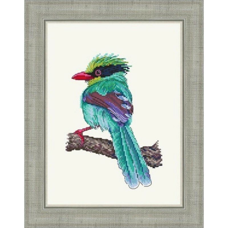 Набор для вышивания Сделано с любовью #Ж-095 Лазоревая китайская сорока, Счетный крест, 15 х 22 см