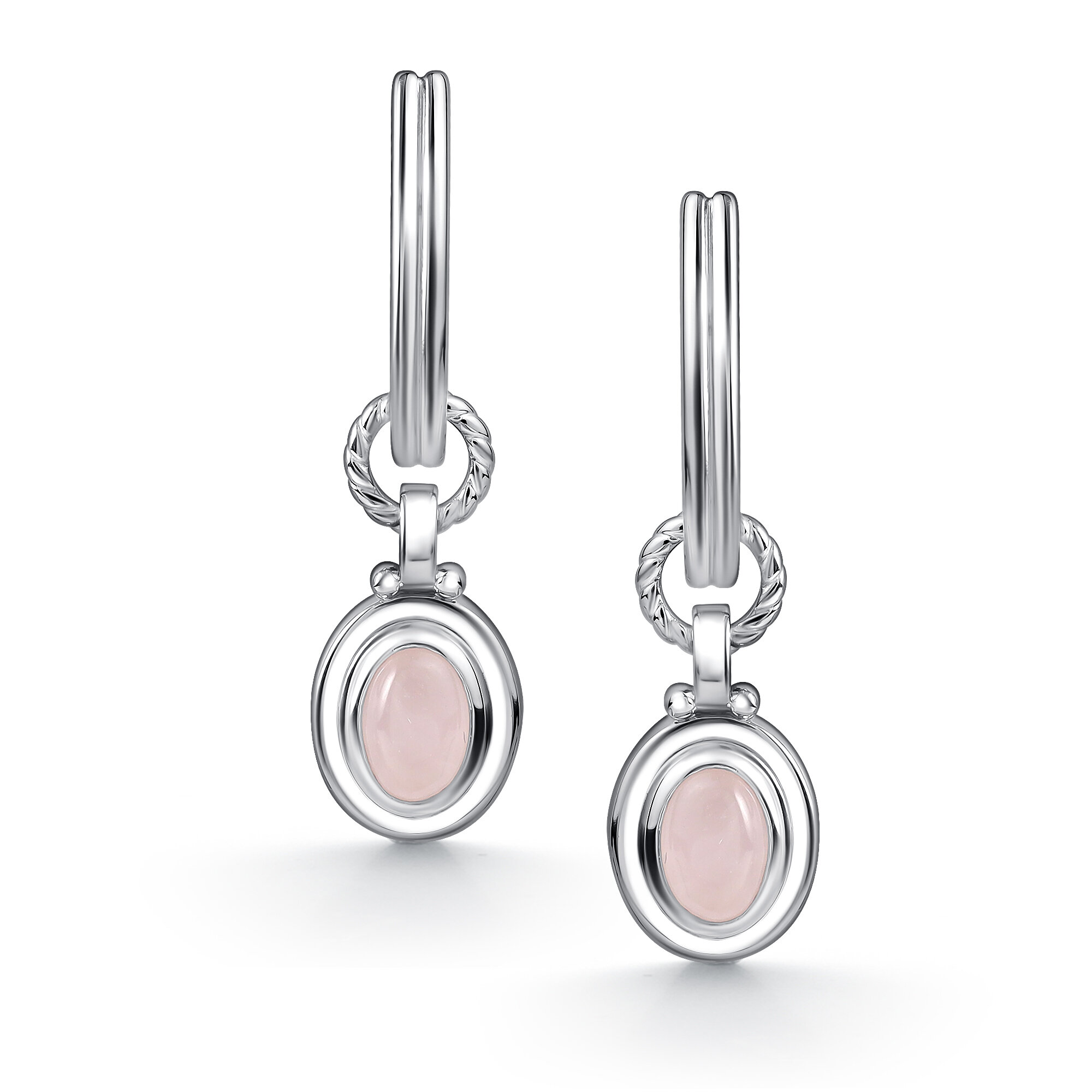 Серьги трансформеры, с подвесками, серебро, 925 проба, родирование, кварц