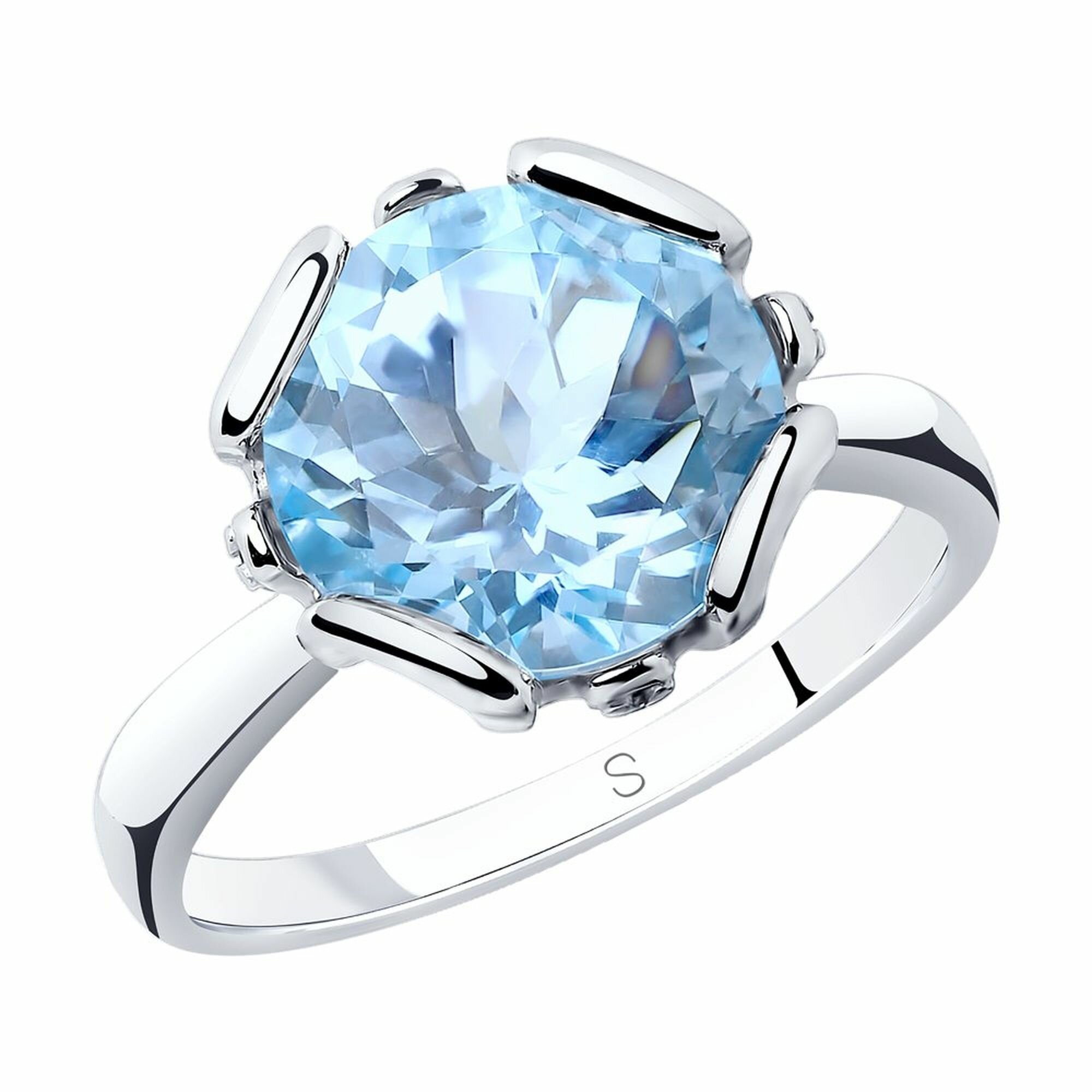 Кольцо, серебро, 925 проба, родирование, фианит, топаз