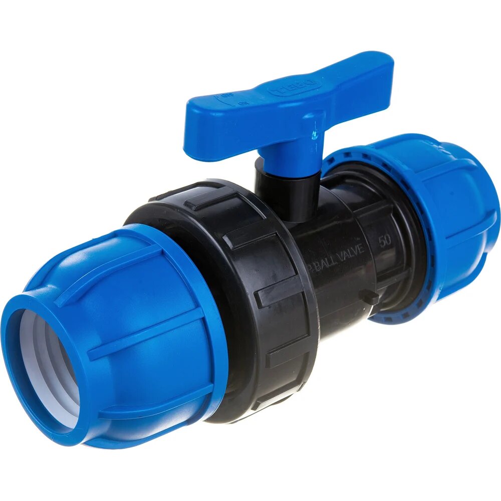 Компрессионный шаровой кран TEBO ПНД 50x50 T-ПНД. Кш.0.50-50. CN, 10 а