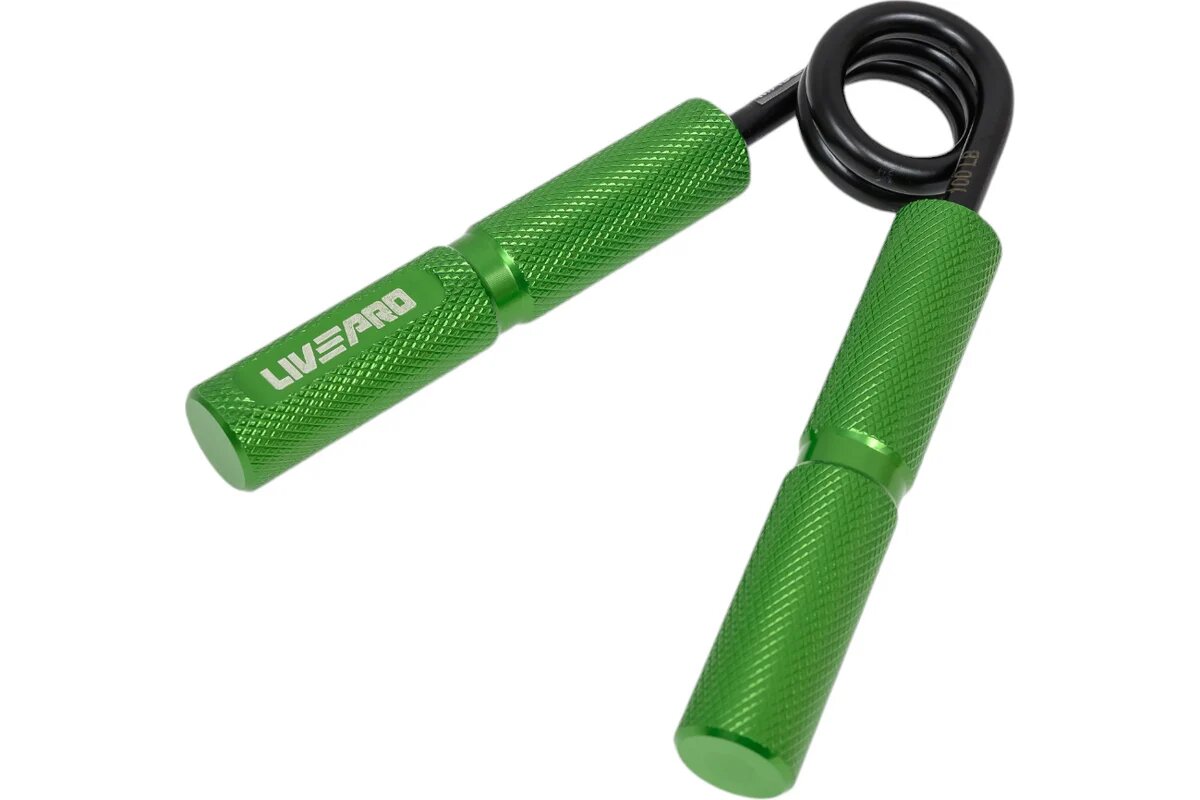 LIVEPRO Эспандер Aluminum Handle Grip, сопротивление 45,3 кг, вес 195 г, диаметр пружины 6 мм, зеленый NL LP8285-100 00-00-00