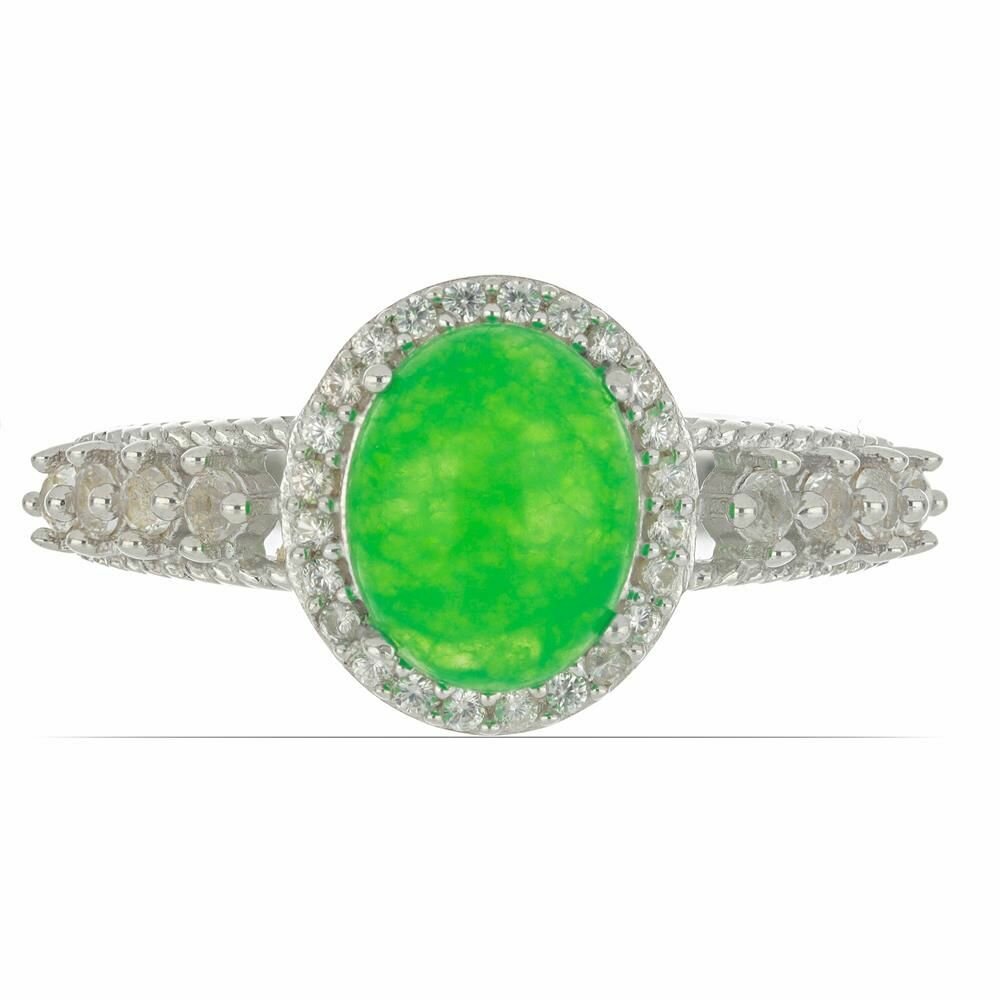 Кольцо, серебро, 925 проба, родирование, жадеит, циркон, топаз