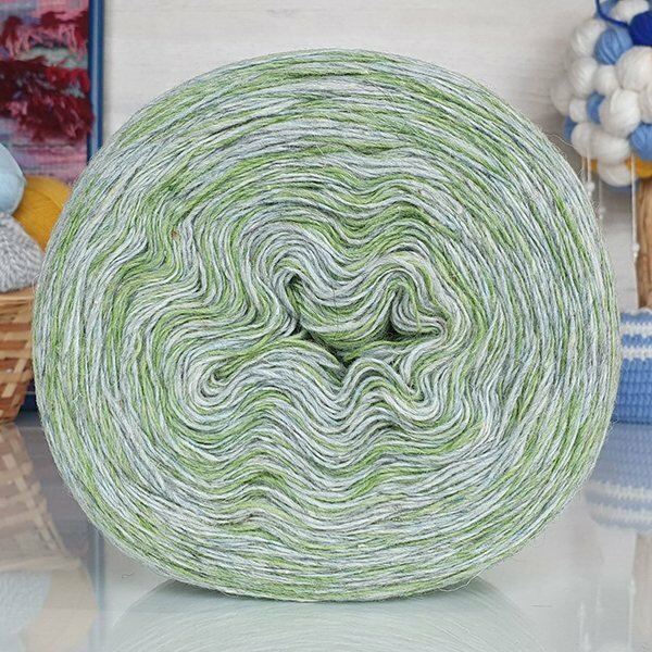 Пряжа Рассказовская ангорка меланж 05-4 бл. голубой/яблоко (2 мотка)