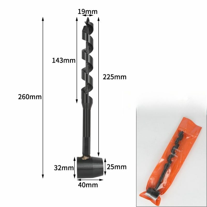Наружные прочные инструменты для выживания для кустарного промысла ручной шнек гаечный ключ сверло по дереву 19*260 мм